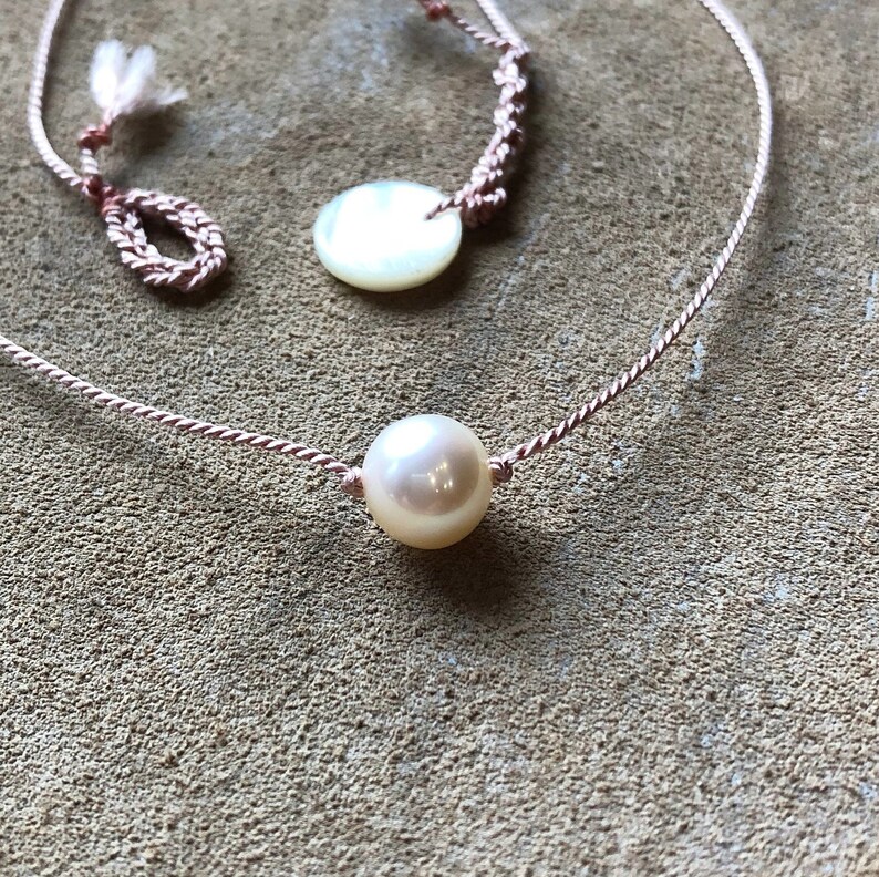 Pearl Solitaire Necklace, Silk Cord Necklace With Heirloom Pearl ...