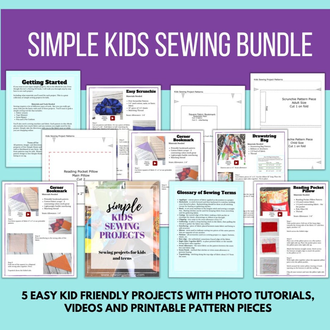 Kids Sewing Projects Bundle: Beginner Sewing Patterns (PDF Download) - Etsy