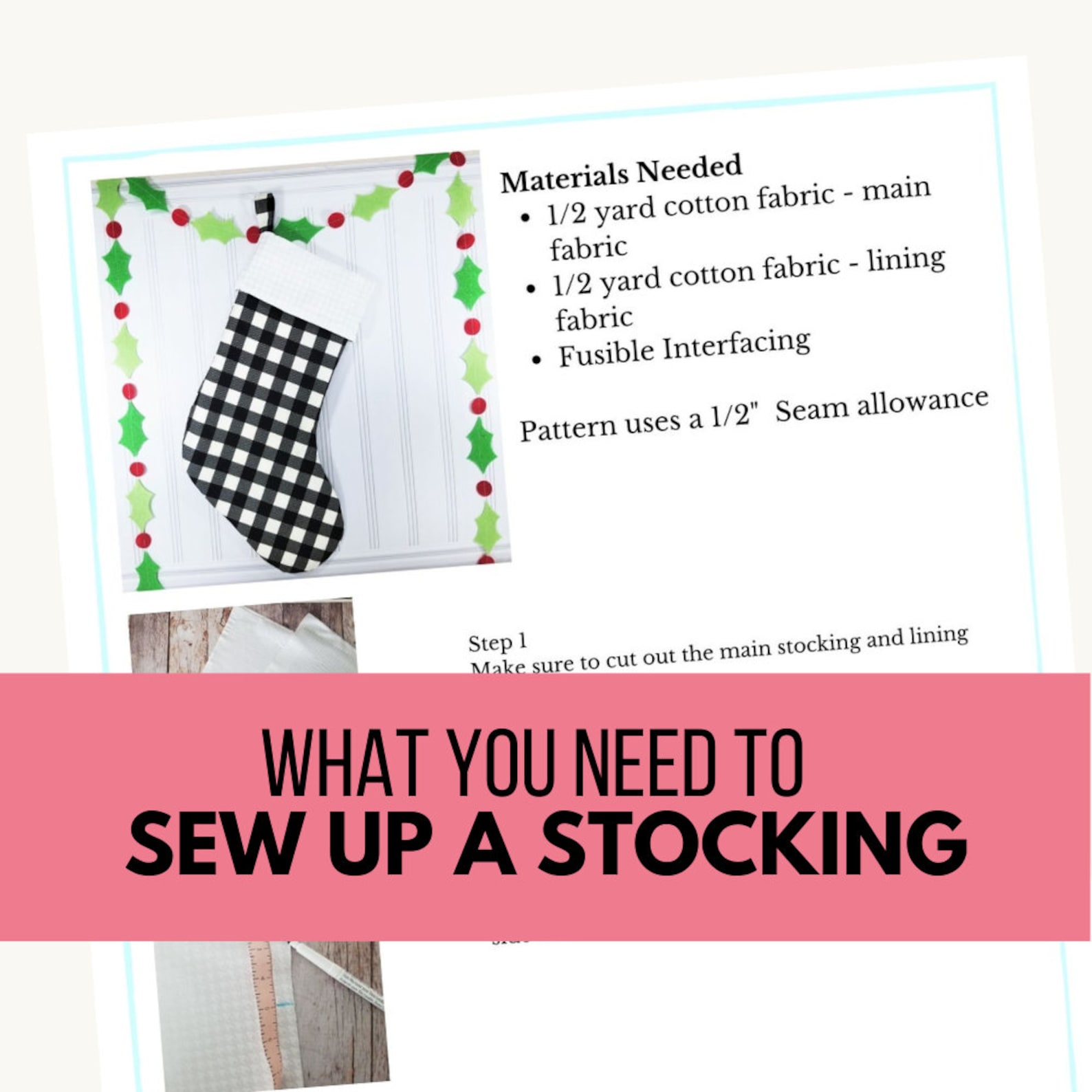 Christmas Stocking Sewing Pattern Stocking Pdf Pattern - Etsy