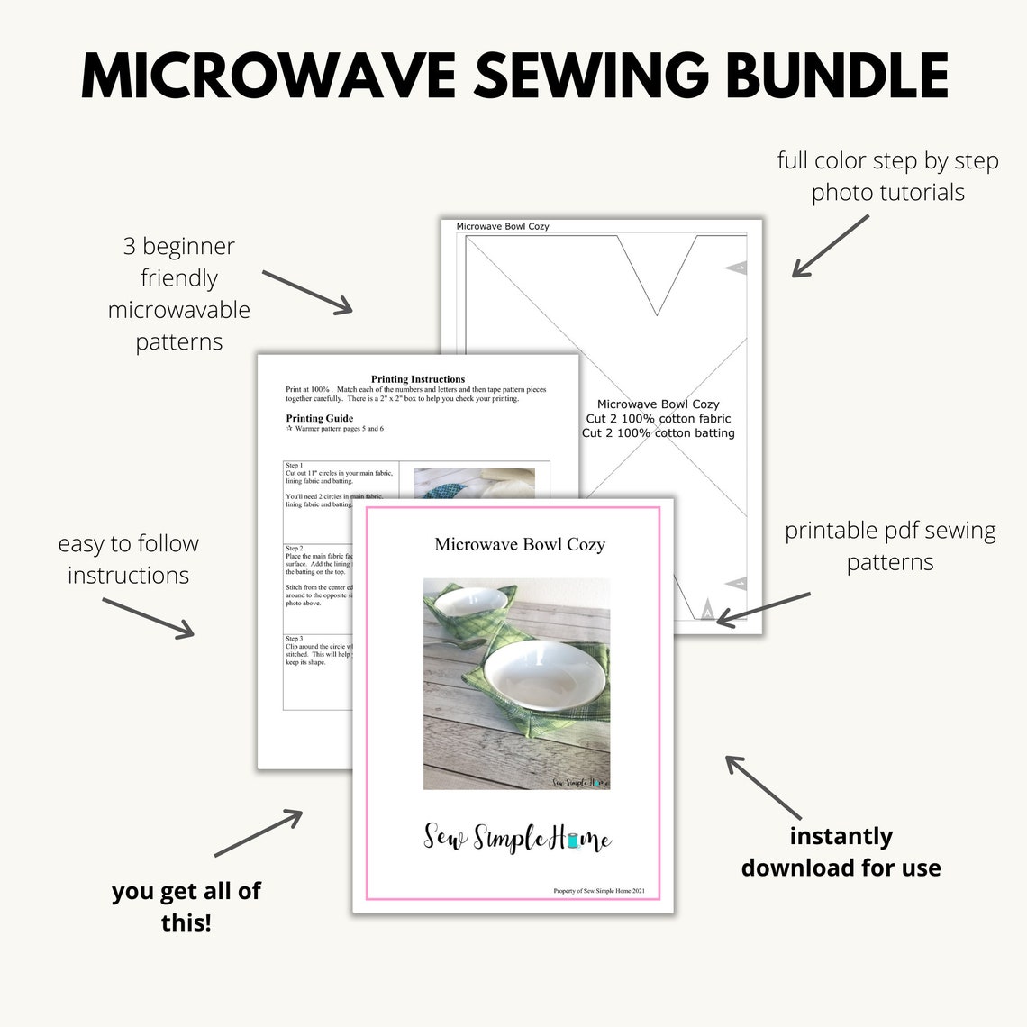 Microwave Cozy Sewing Pattern Bundle Kitchen Sewing PDF - Etsy