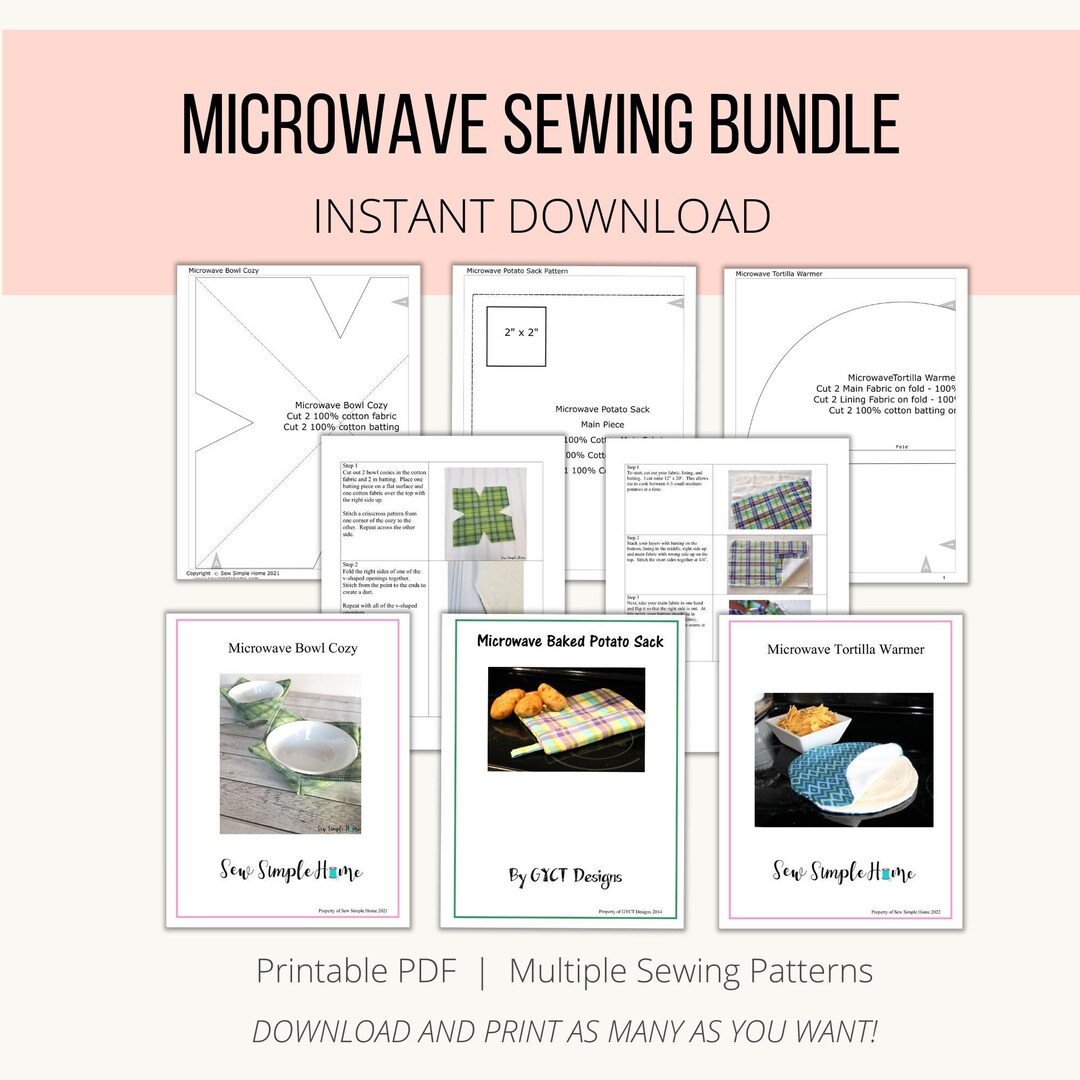 Microwave Cozy Sewing Pattern Bundle Kitchen Sewing PDF Sewing Pattern ...