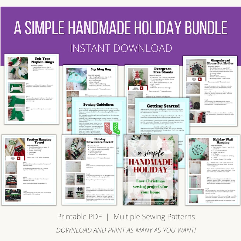 Holiday Sewing Projects Ebook: Christmas Patterns & Tutorials (PDF) - Etsy