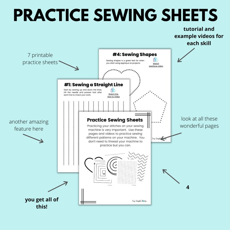 Sewing Practice Sheets: Beginner Sewing Guide (PDF Download) - Etsy