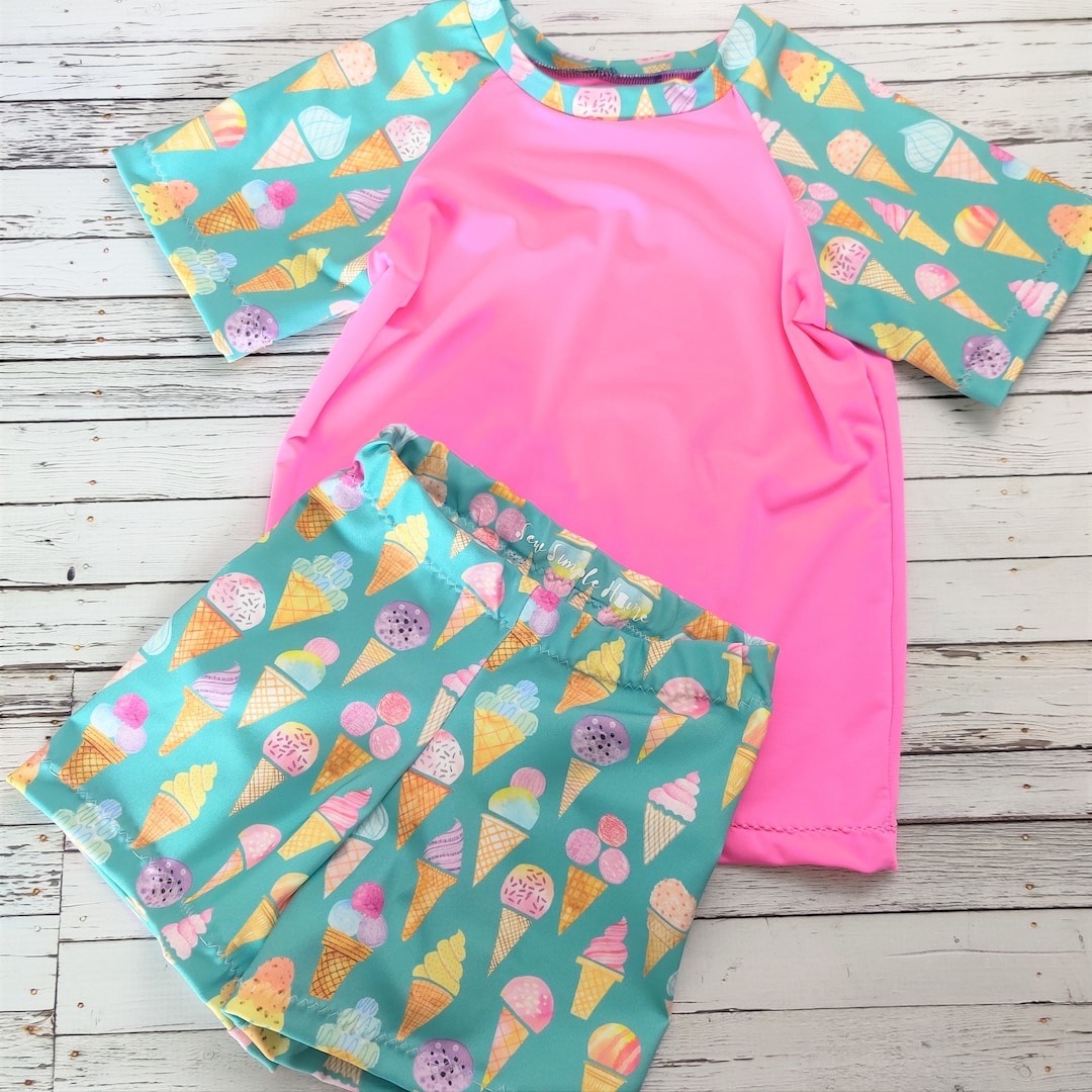 Swim Rash Guard and Boy Shorts Sewing Pattern: Kids Swimsuit (PDF ...