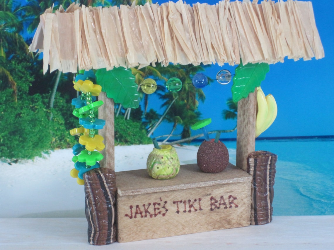 Tiki Bar for Tropical Fairy Garden or Cake Topper OOAK Handmade ...