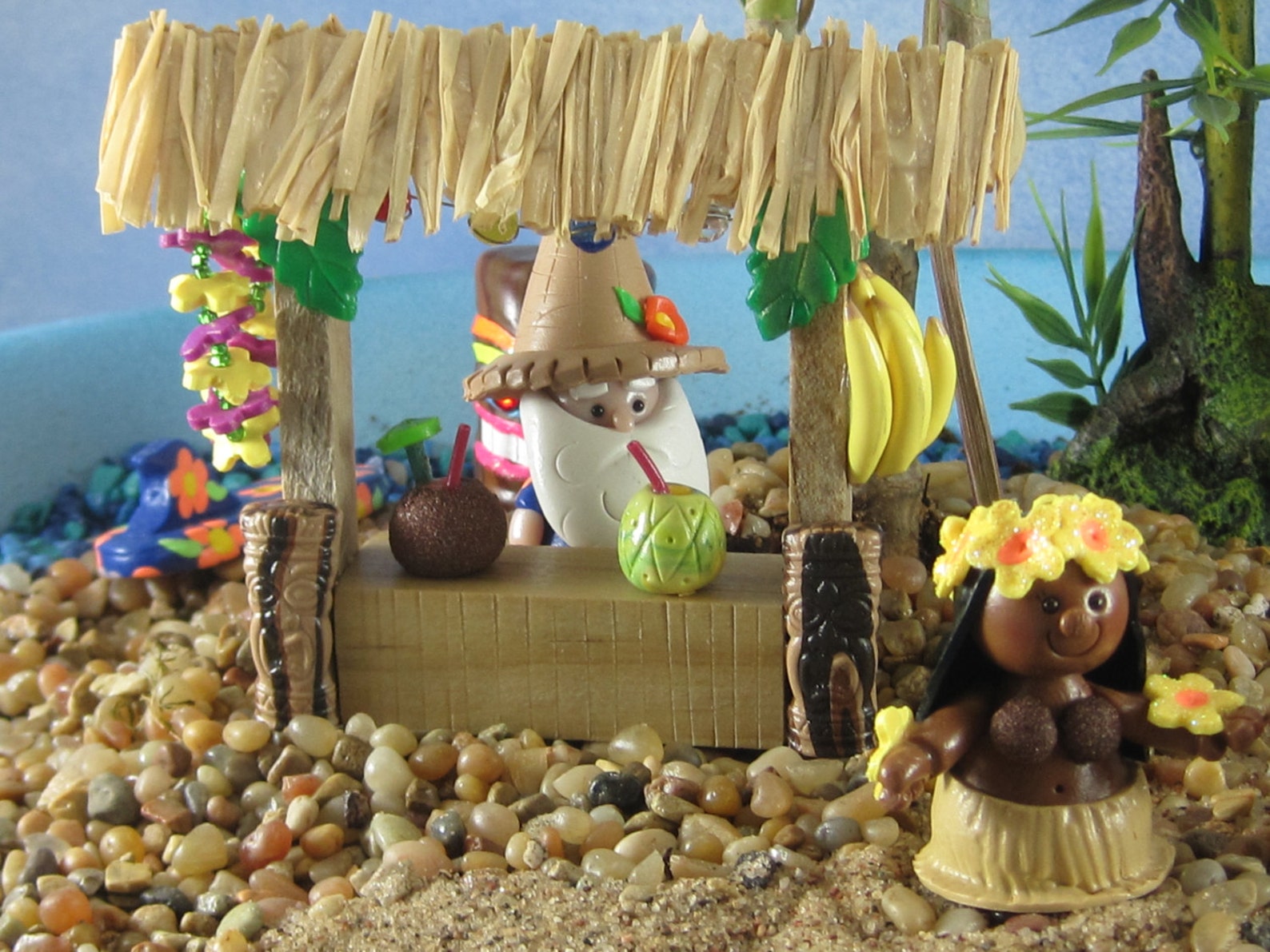 Tiki Bar for Tropical Fairy Garden or Cake Topper OOAK Handmade ...