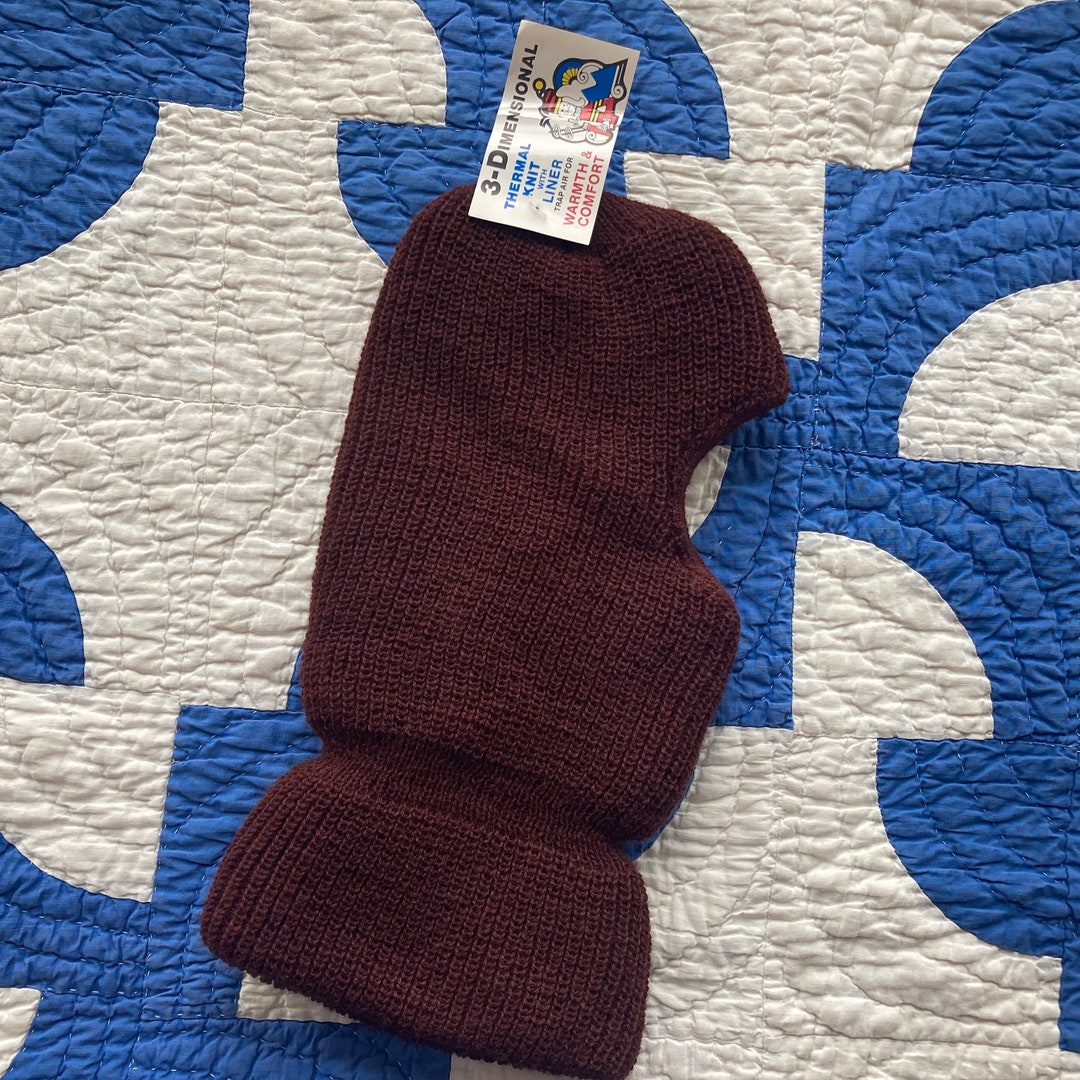 70s Deadstock Balaclava Knit Ski Mask Face Mask Winter Beanie NOS 1970s ...