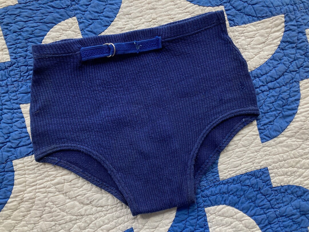 50s Ribbed Cotton Swim Trunks Bottoms Navy Blue Two Tone 1950s Mens ...