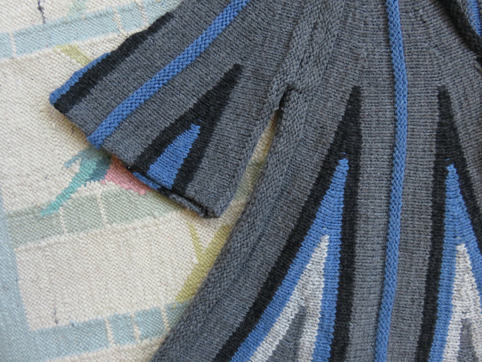 60s Striped Knit Bell Sleeve Cloak Handmade Cape / Poncho / | Etsy