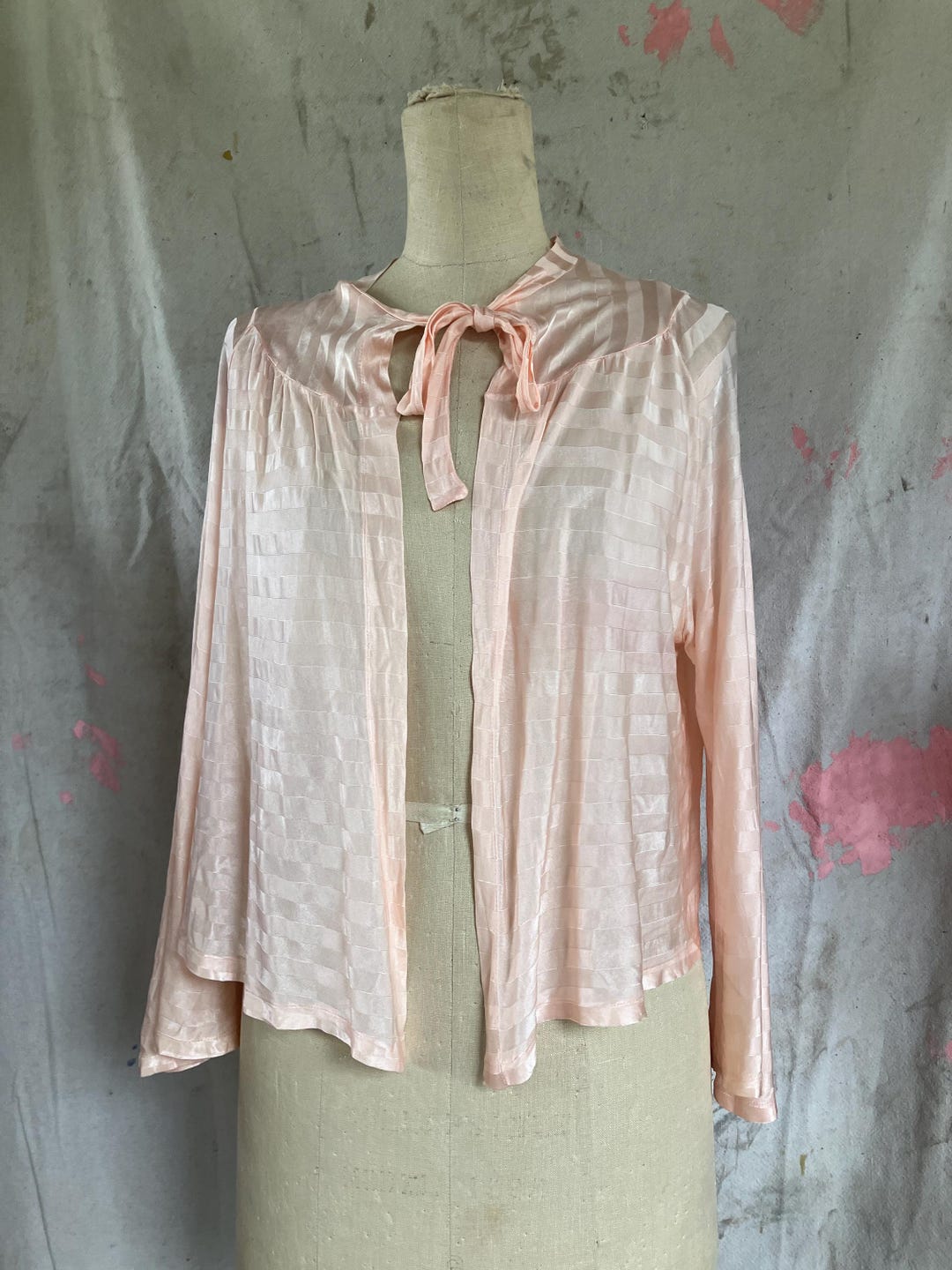 M 1930s Peach-pink Rayon Bell Jacket Bell Sleeves Stripes 30s - Etsy