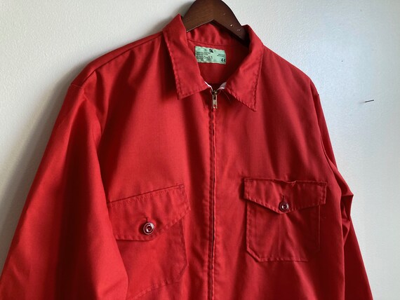 70s Two Pocket Work Jacket Mechanics Jacket Red Gas S… - Gem