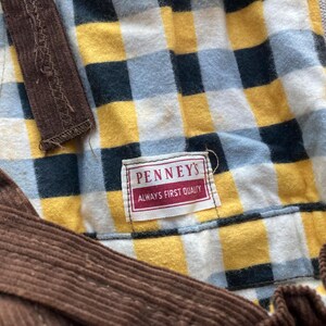 1940s Kids Corduroy Overalls Flannel Lined Plaid Cotton J.C. Penny ...