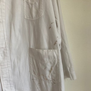 L 50s White Cotton Canvas Lab Coat With Chainstitch Name Paint ...