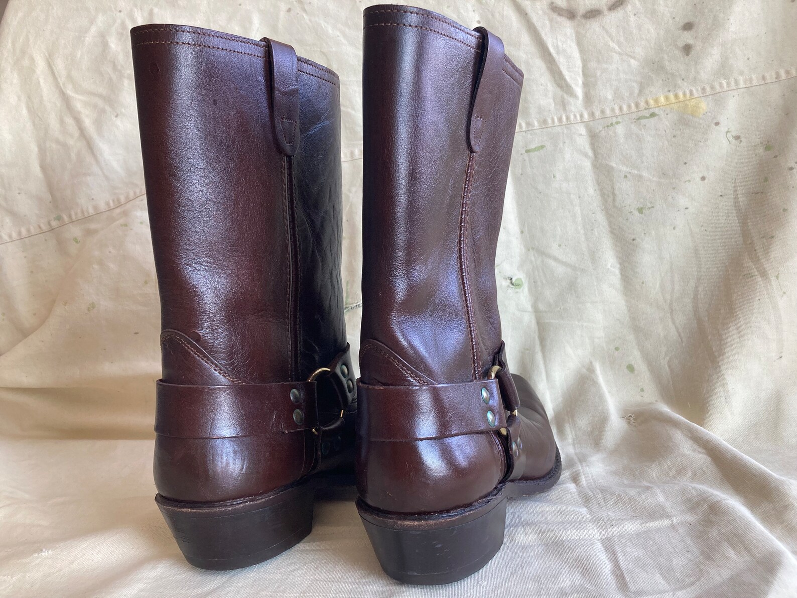 1970s 11 EE Brown Leather Engineer Boots Wide Motorcycle Riding Boots ...