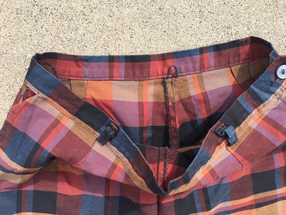50s Side Zip Plaid Cotton Clam Diggers High Waist Fal… - Gem