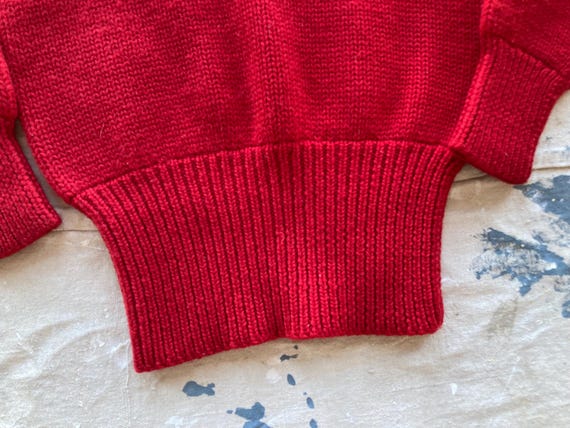 Small 1930s Turtleneck Sweater Red Wool Pullover by G… - Gem
