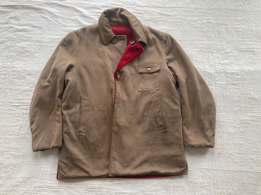 50s Reversible Hunting Mackinaw Jacket Cotton / Rayon Twill Red Wool ...