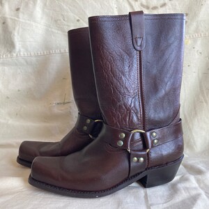 1970s 11 EE Brown Leather Engineer Boots Wide Motorcycle Riding Boots ...