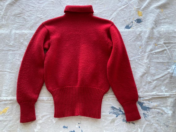 Small 1930s Turtleneck Sweater Red Wool Pullover by G… - Gem