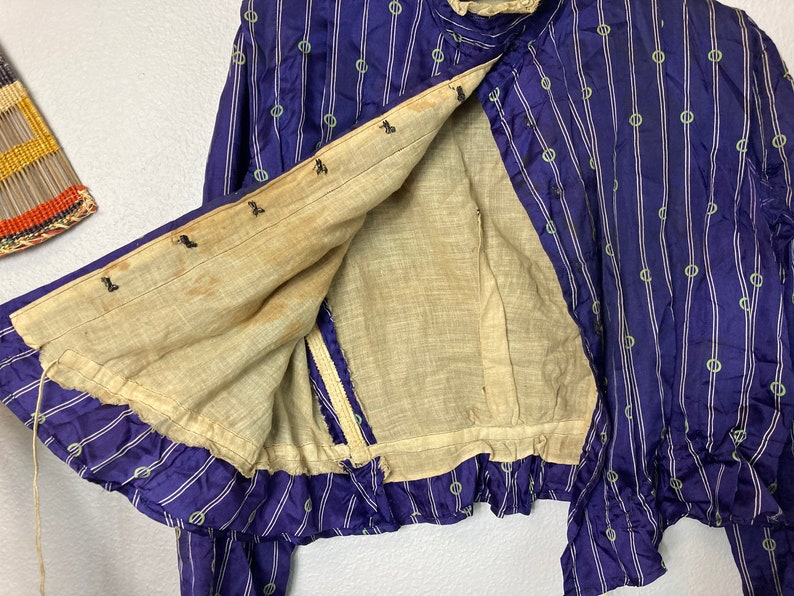 Early 1900's Edwardian Silk Bodice Jacket Purple and Green Striped and ...