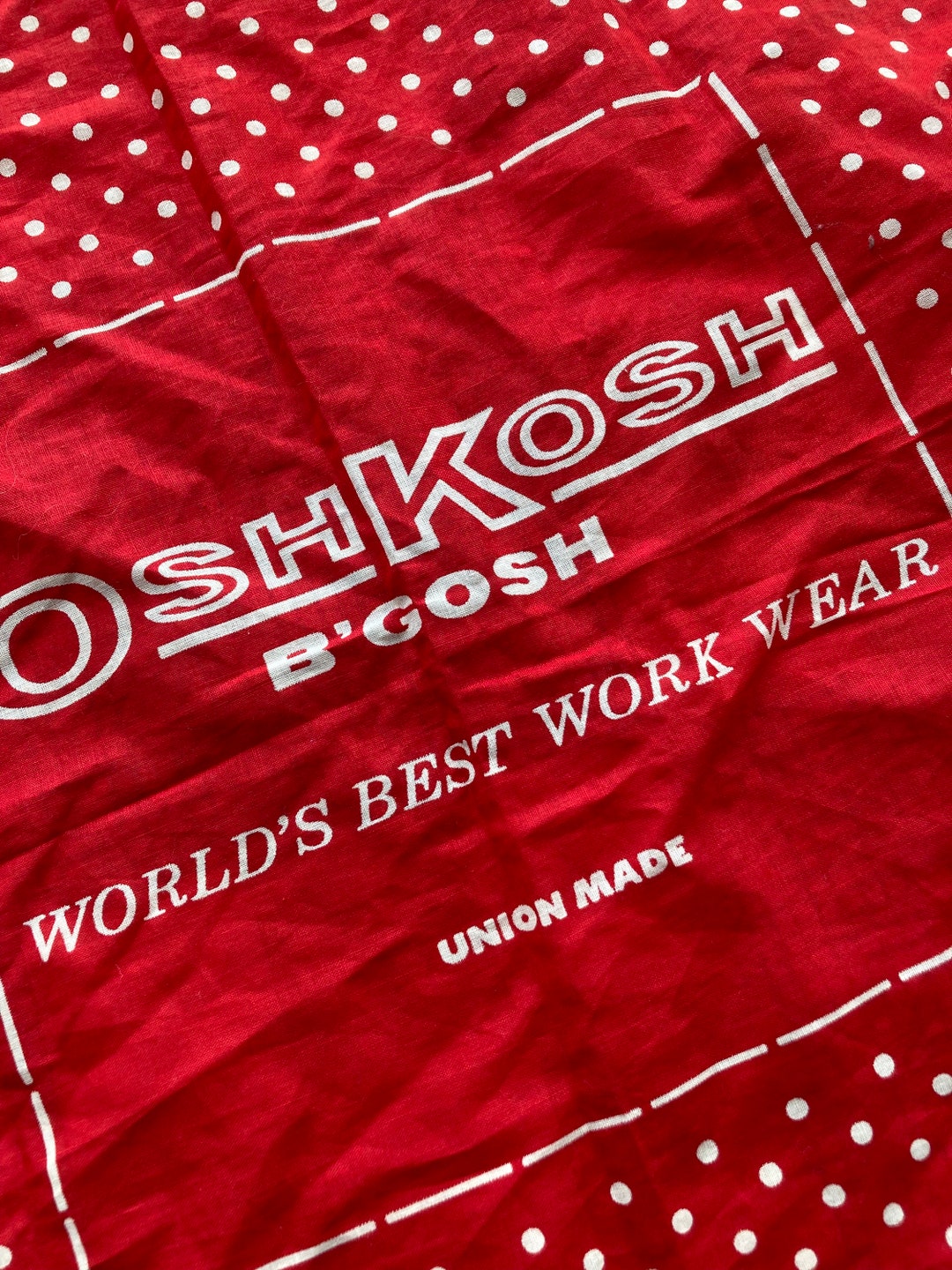 60s Cotton Osh Kosh Bandana Red & White Polka Dots Work Wear Union Made ...