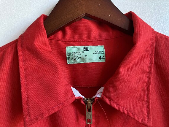70s Two Pocket Work Jacket Mechanics Jacket Red Gas S… - Gem