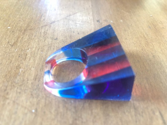 60s Mod Lucite Ring Chunky Ring Red Blue Clear Stripes Plastic | Etsy