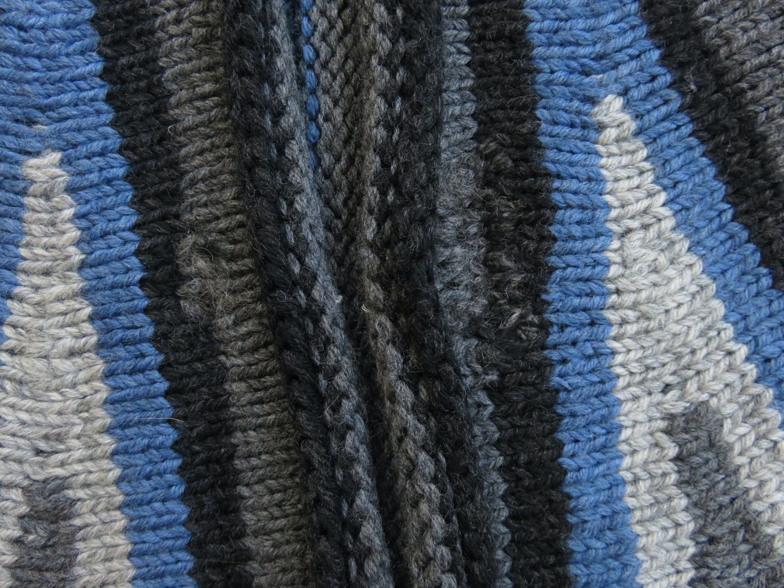 60s Striped Knit Bell Sleeve Cloak Handmade Cape / Poncho / | Etsy