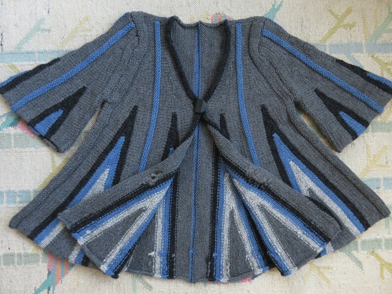 60s Striped Knit Bell Sleeve Cloak Handmade Cape / Poncho / - Etsy