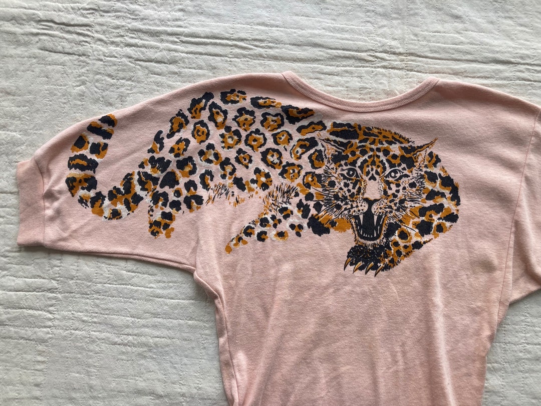 70s Tiger T-shirt Batwing Cut Glam Style Wildcat 1970s - Etsy