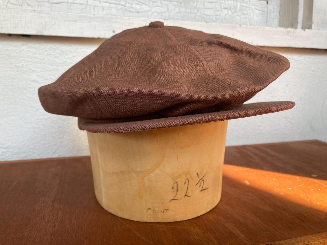 1920s Vintage Size 7 1/4 Flat Cap Warm Brown Woven Cotton Hat Newsboy ...