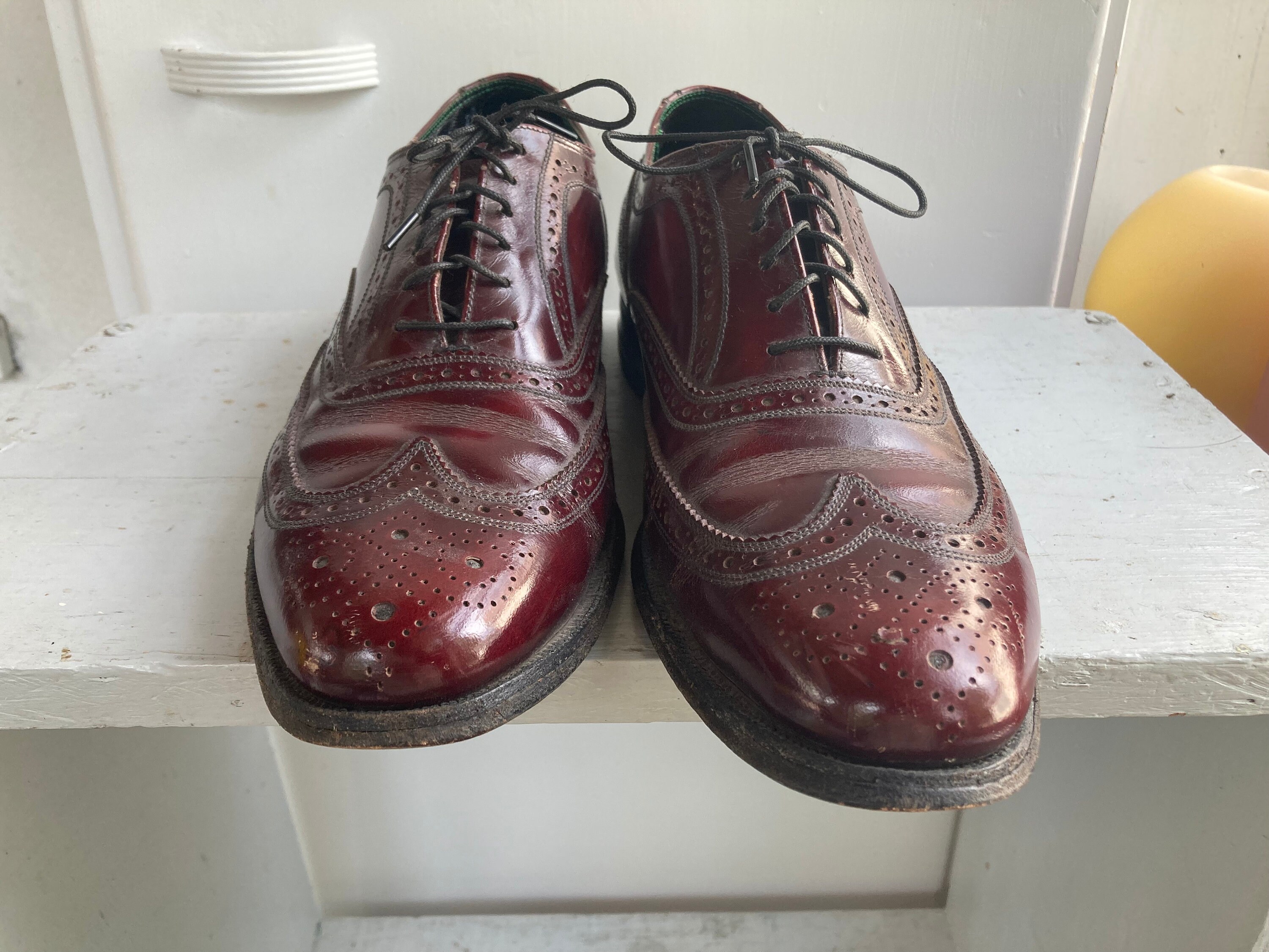 Size 7D 50s Florsheim Wingtip Oxfords Oxblood Leather Dress Size 7D 50s Florsheim Wingtip Oxfords Oxblood Leather Dress