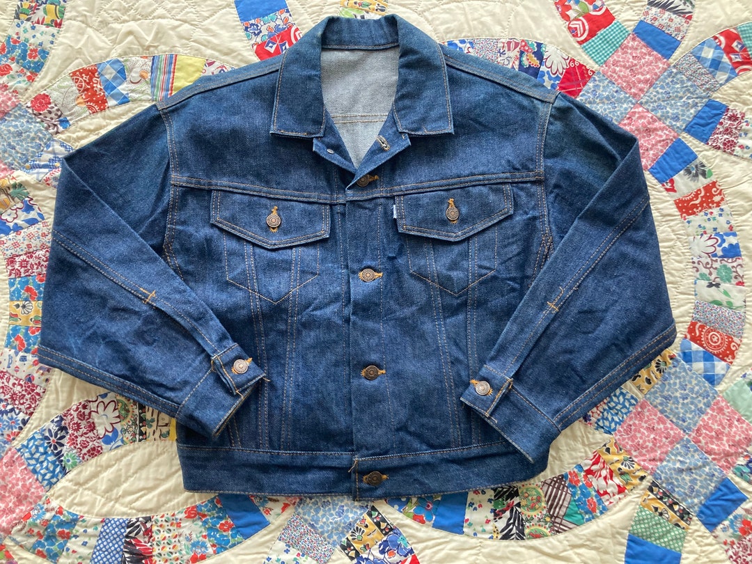 1980s Levis Jacket White Tab Dark Crisp Denim Cropped Jean Jacket Dark ...