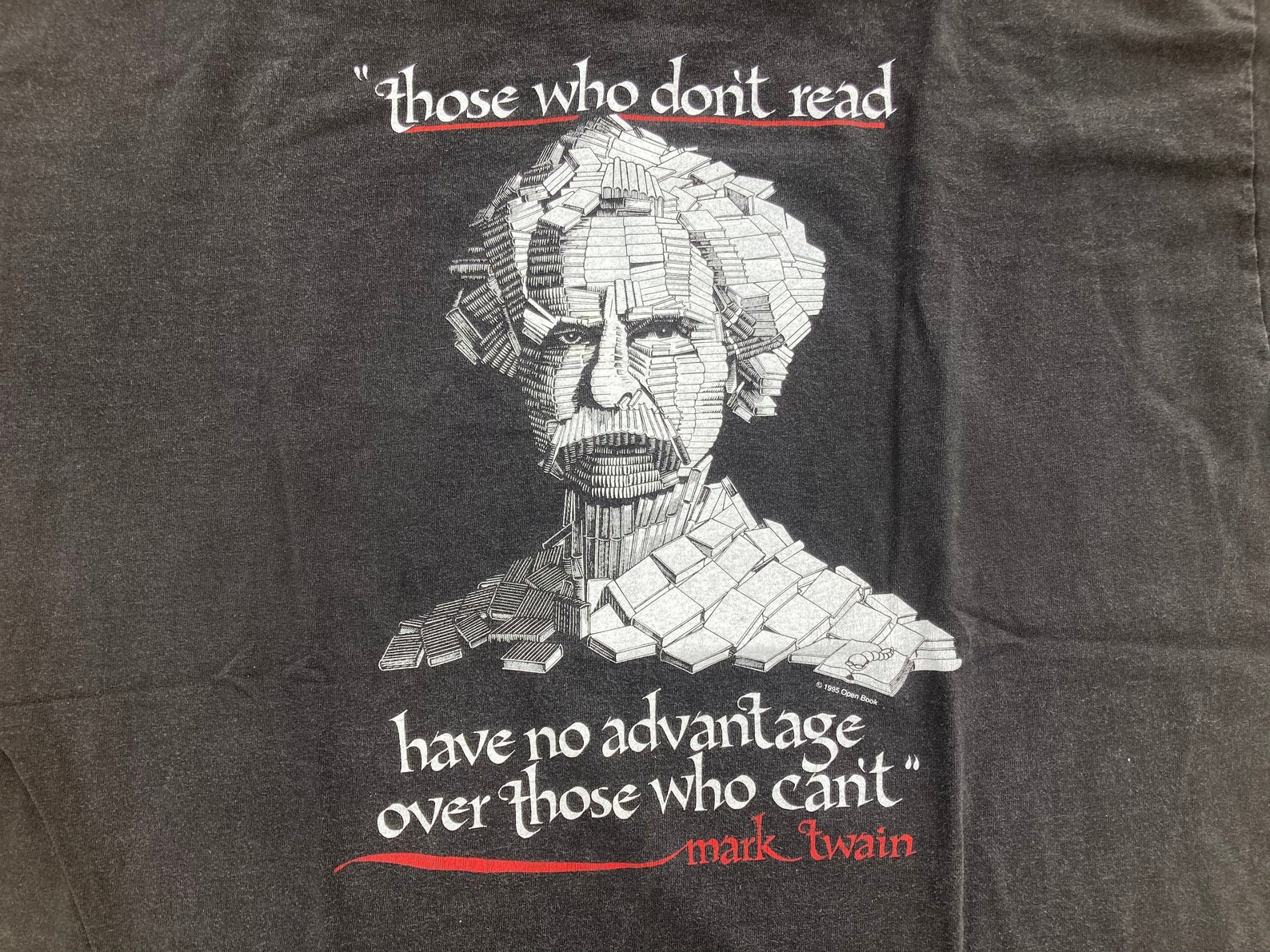 XL 90s Black Cotton Mark Twain T-shirt Those Who Don’t Read Author Art ...
