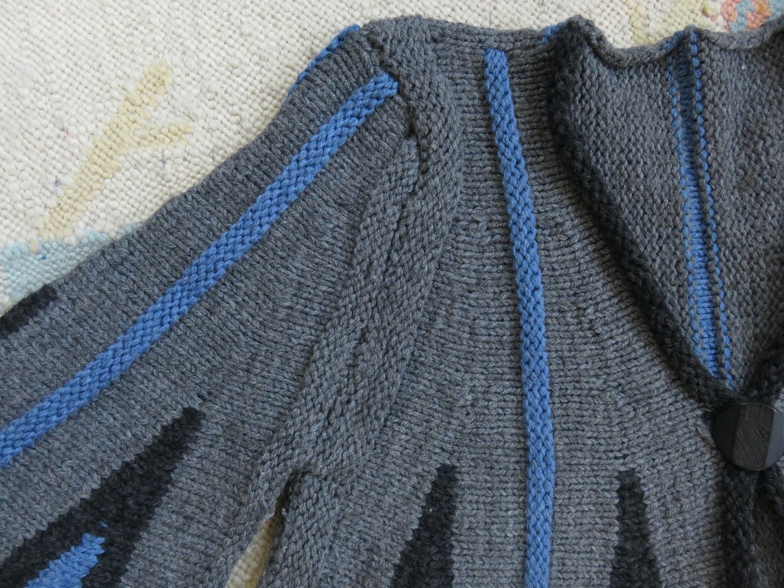 60s Striped Knit Bell Sleeve Cloak Handmade Cape / Poncho / | Etsy