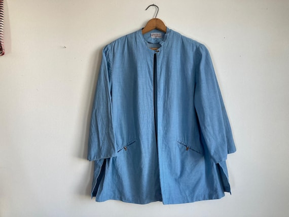 1940s Chambray Chore Coat Selvedge Cotton Toggle Clos… - Gem