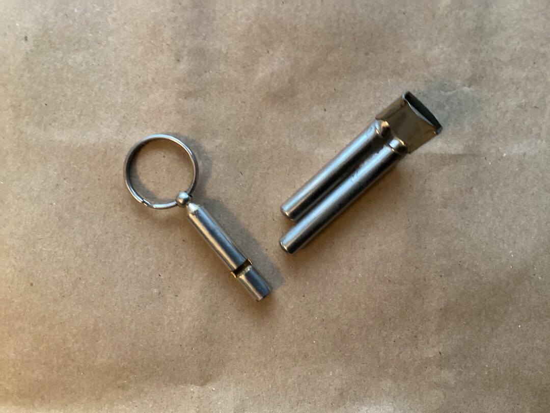 Pair of Vintage Metal Whistles, Double Barrel Whistle, Shrill Whistle ...