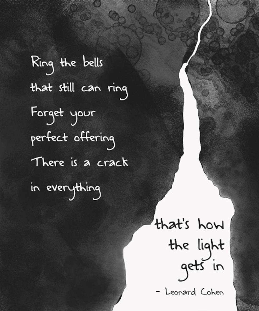 Black and White Leonard Cohen Quote "ring the Bells That Still Can Ring ...