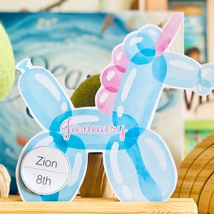 Balloon Animal Birthday Display, Birthday Chart, Balloon Printable ...