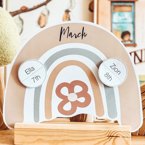 Boho Rainbow Classroom Birthday Chart Classroom Birthday - Etsy