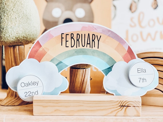 Rainbow Party Birthday Display Birthday Chart Rainbow - Etsy