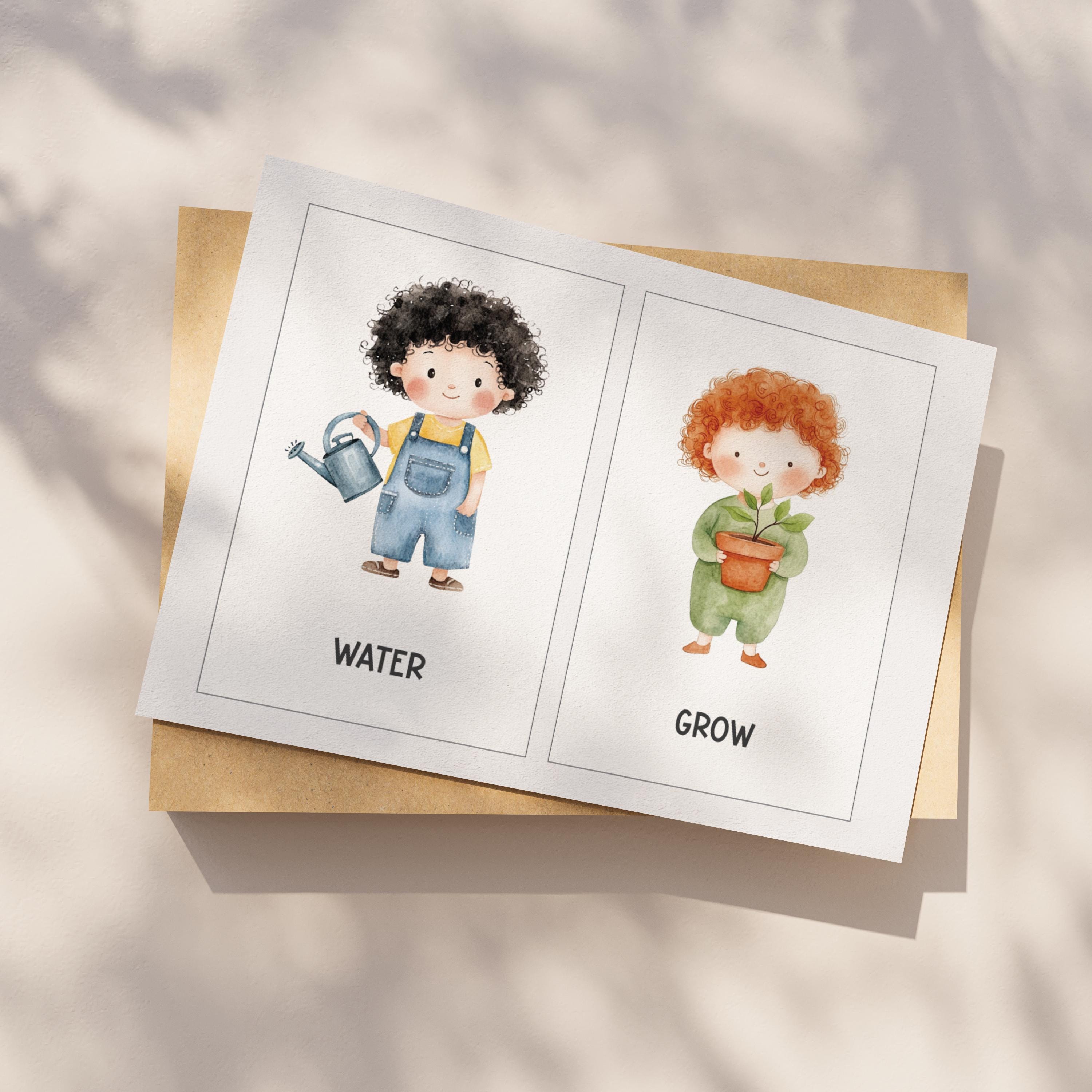 Gardening Printable Flashcards, in the Garden Flashcards, Montessori ...
