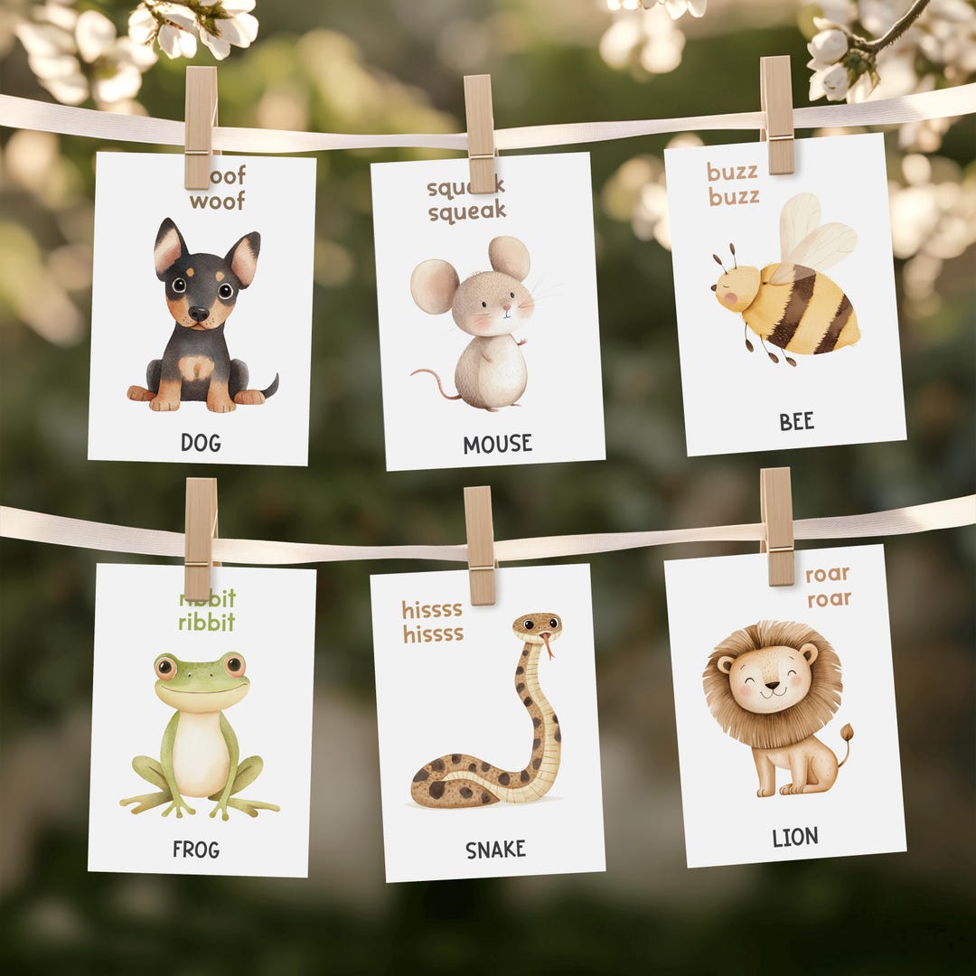Animal Sounds Flashcards, Animal Flashcards, Montessori Learning for ...
