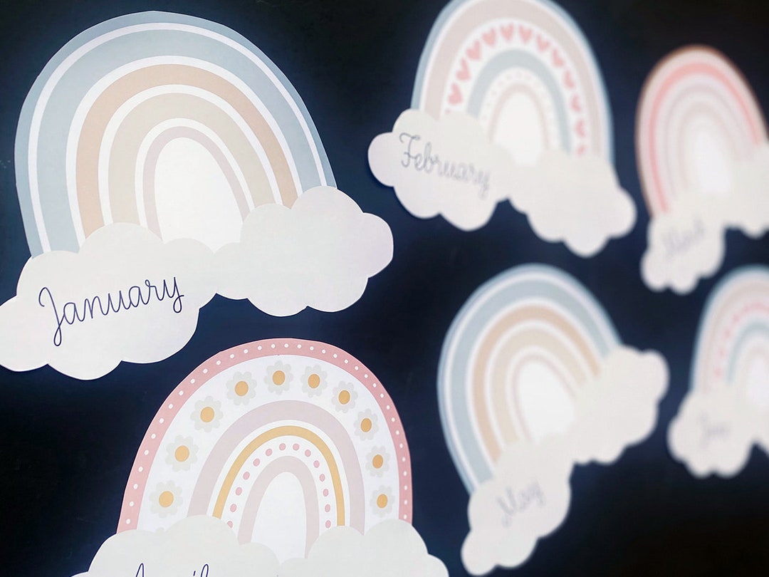 Rainbow Daisy Pastel Birthday Display | Birthday Chart | Preschool ...