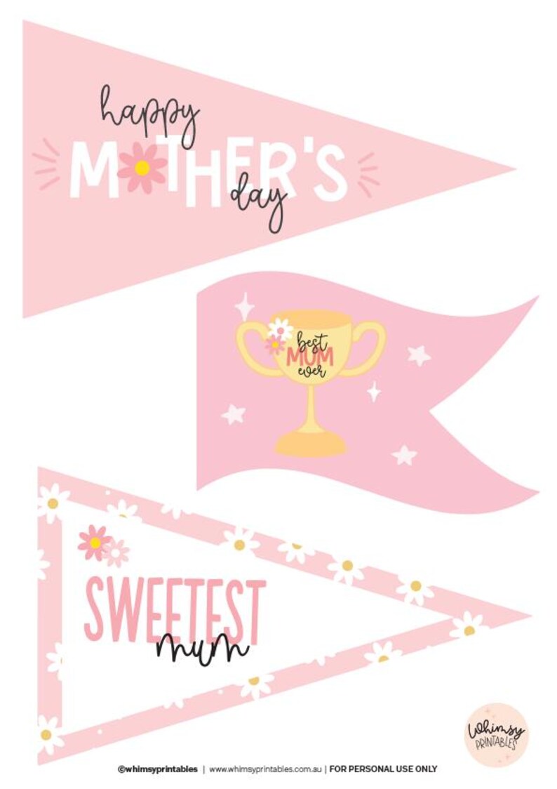 Happy Mothers Day Printable Pennant Flags Mothers Day Flag Decoration ...
