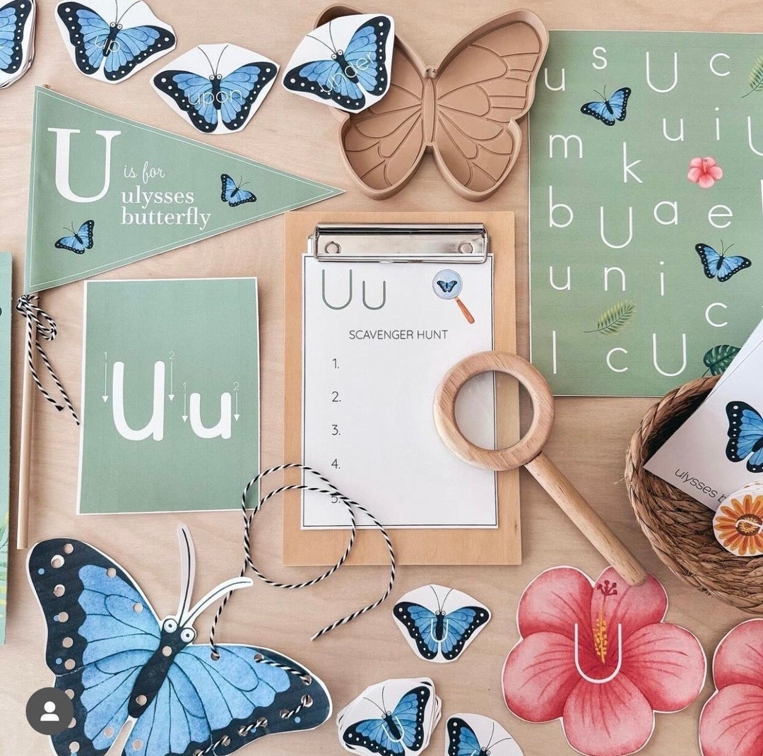 U LETTER BASKET U is for Ulysses Butterfly Alphabet Learning Preschool ...