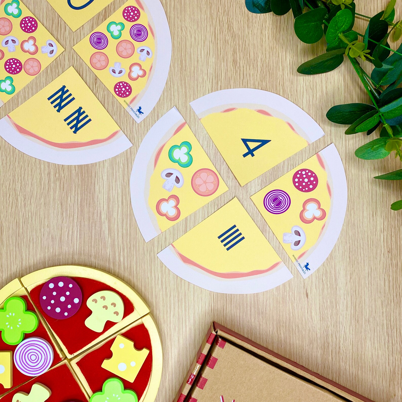 Pizza Number Match Math Counting Math Games | Etsy