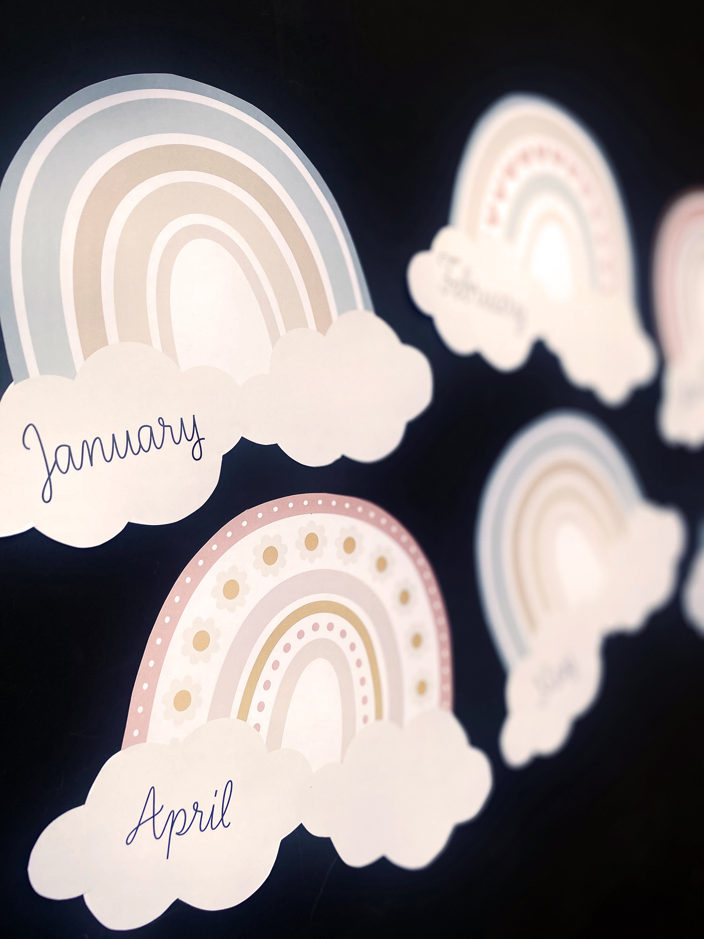 Rainbow Daisy Pastel Birthday Display | Birthday Chart | Preschool ...