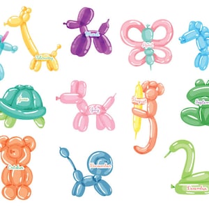Balloon Animal Birthday Display, Birthday Chart, Balloon Printable ...