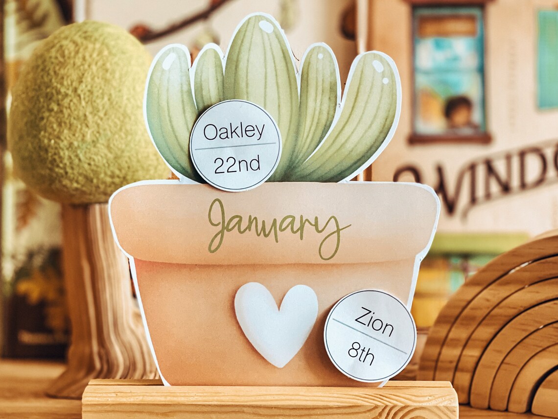 Boho Cactus Birthday Display Birthday Chart Cactus - Etsy